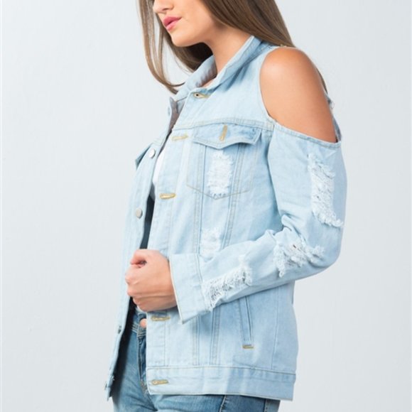 Jackets & Coats | Cold Shoulder Denim Jacket | Poshmark